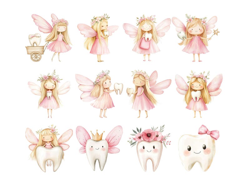 Tooth Fairy Clipart, Watercolor Lost Tooth Clip Art, for Kids ...