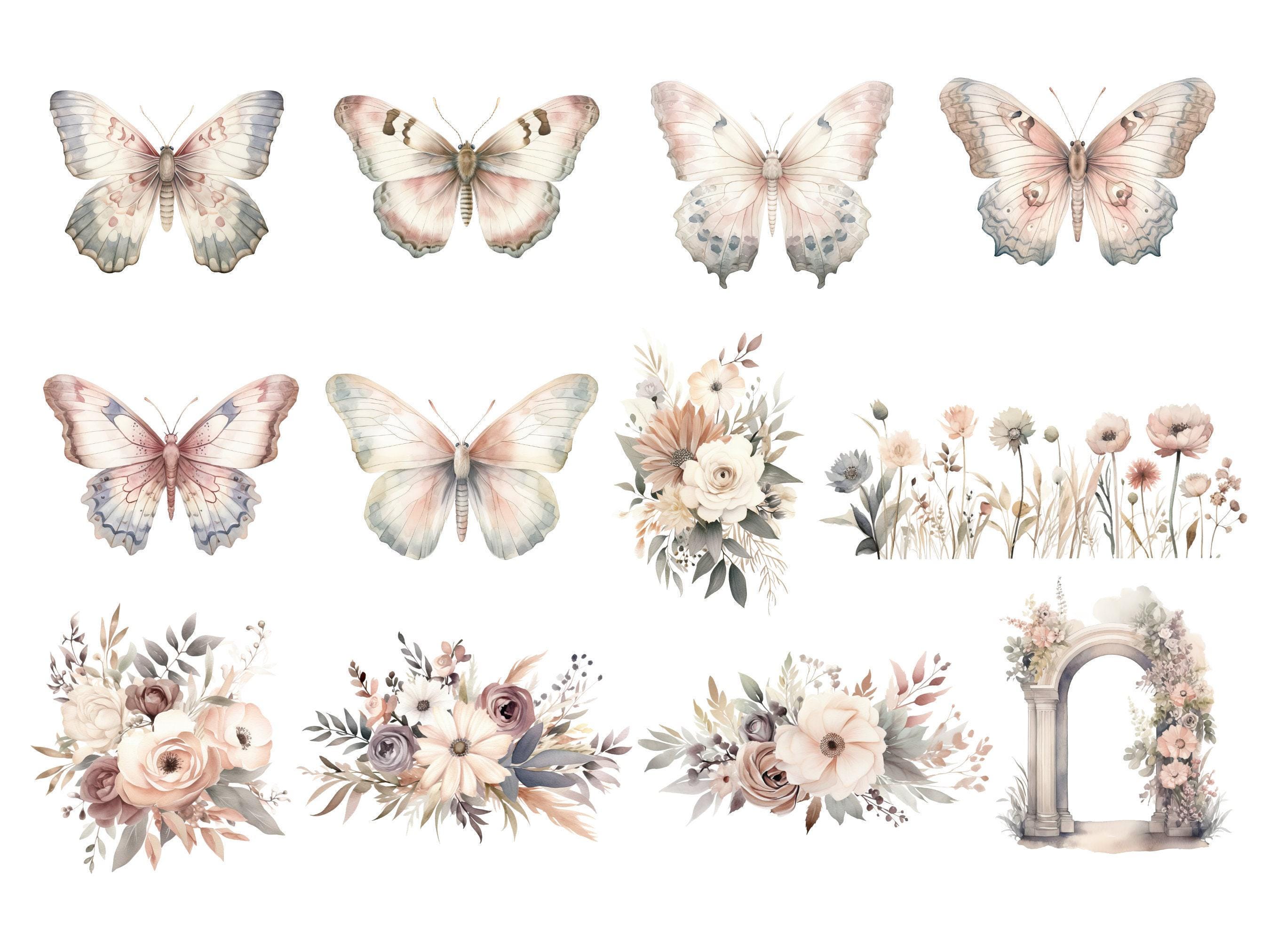 Boho Butterfly Clipart, DIGITAL DOWNLOAD, Watercolor Butterflies ...