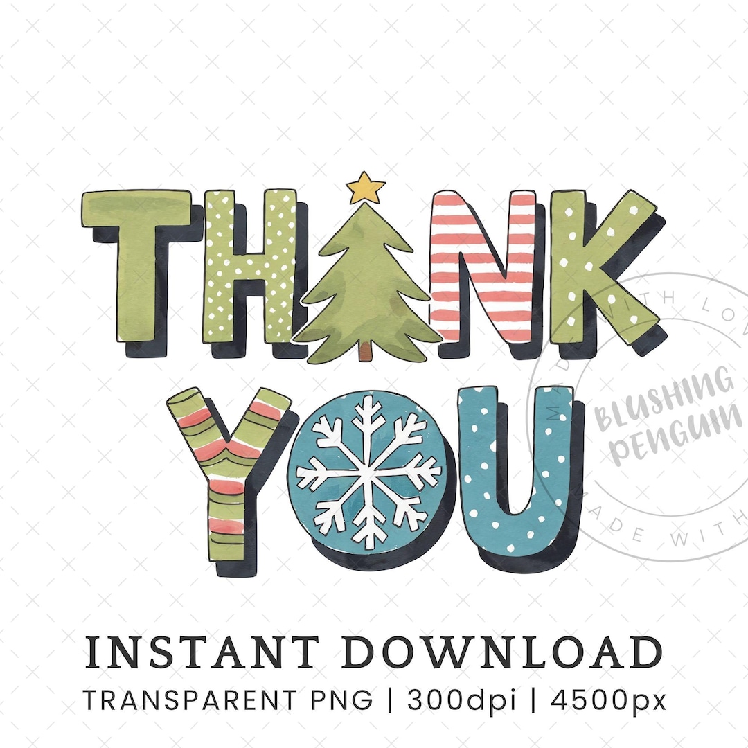 Christmas Thank You PNG, Thankyou Card PNG, Thanks Gift Tag Sublimation ...