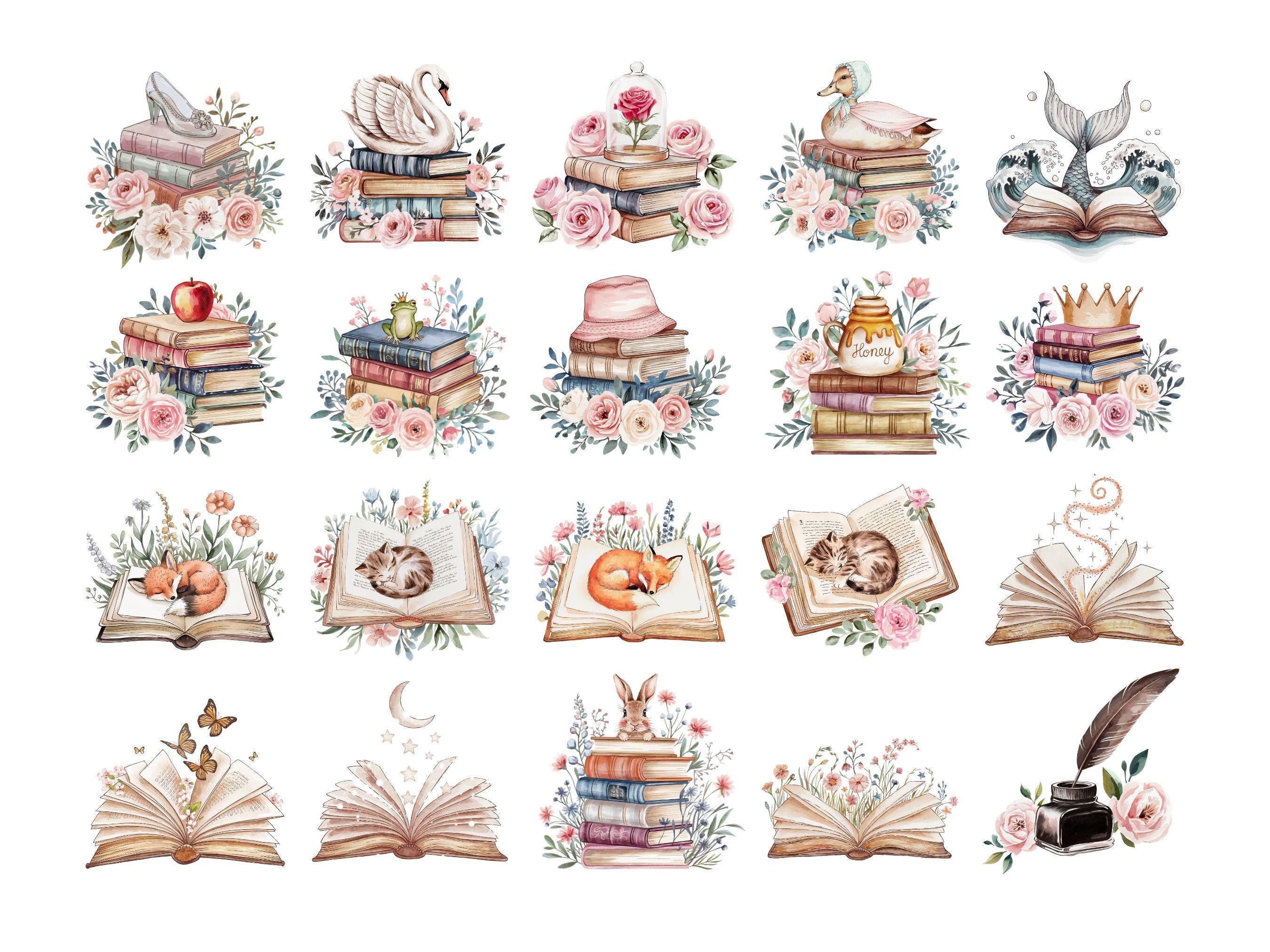 Storybook Clipart, Story Book Clip Art, Cute Watercolor Book Lover ...