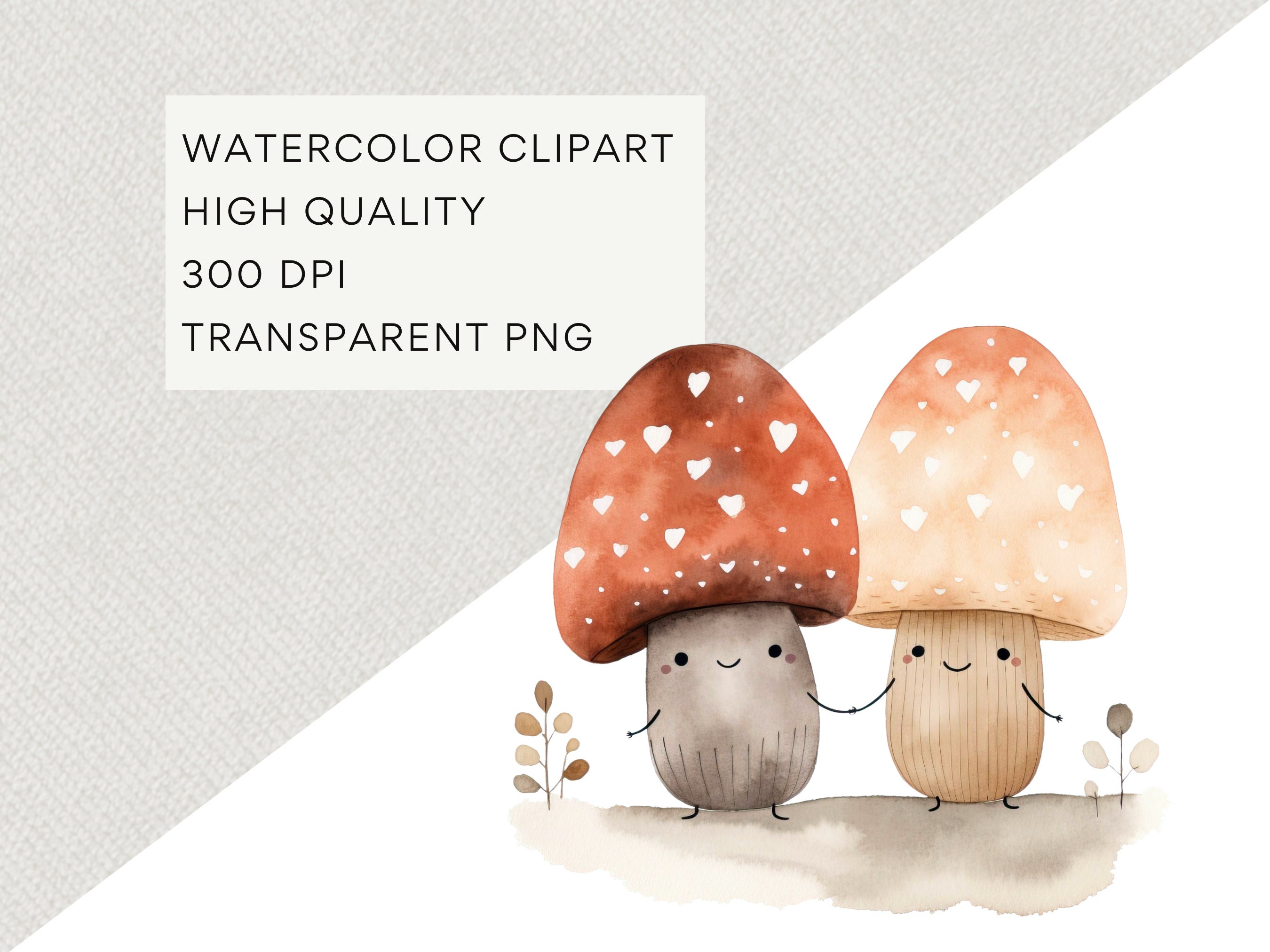Cute Mushroom Clipart, Single Image DIGITAL DOWNLOAD, Watercolor ...