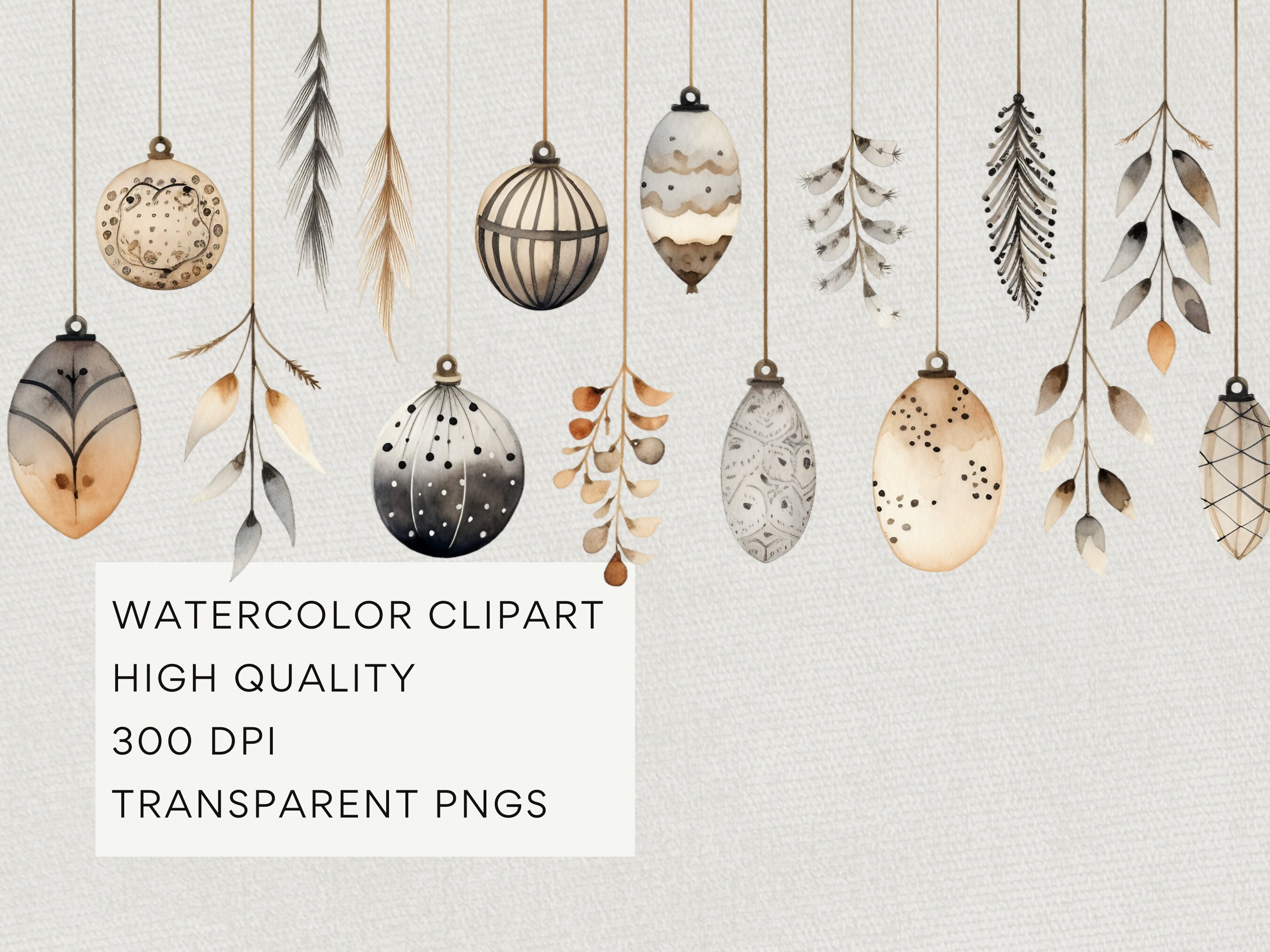 Scandinavian Christmas Clipart Bauble Banners DIGITAL - Etsy UK