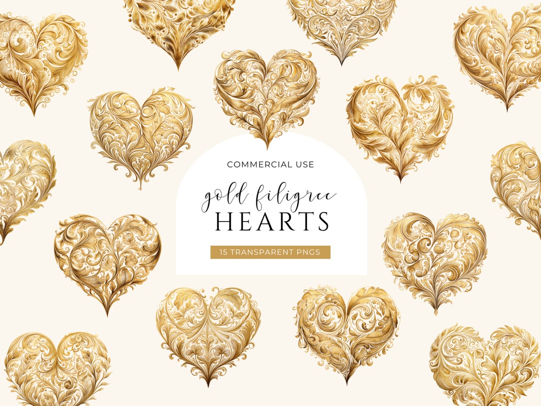 Gold Hearts Clipart DIGITAL DOWNLOAD Valentine Clipart - Etsy