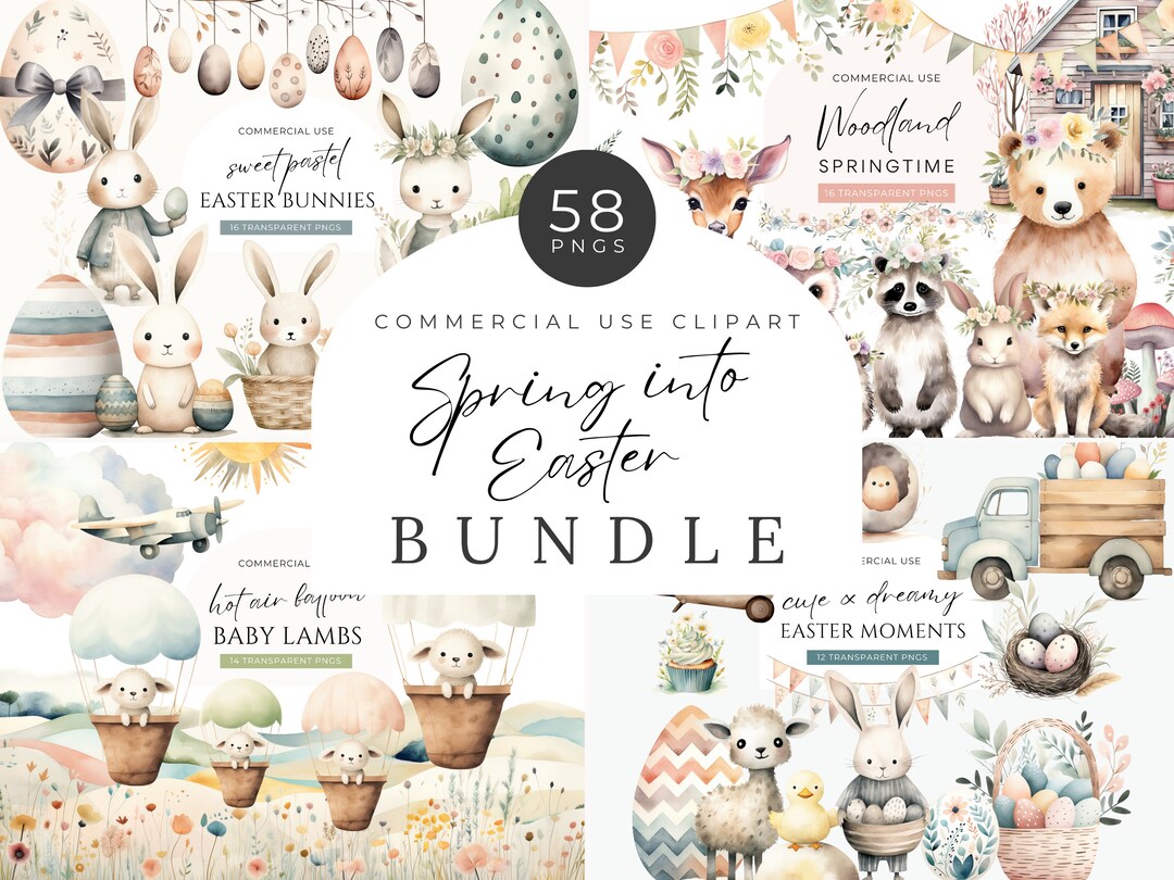 Pastel Easter Clipart, DIGITAL DOWNLOAD, Watercolor Easter Bunny ...