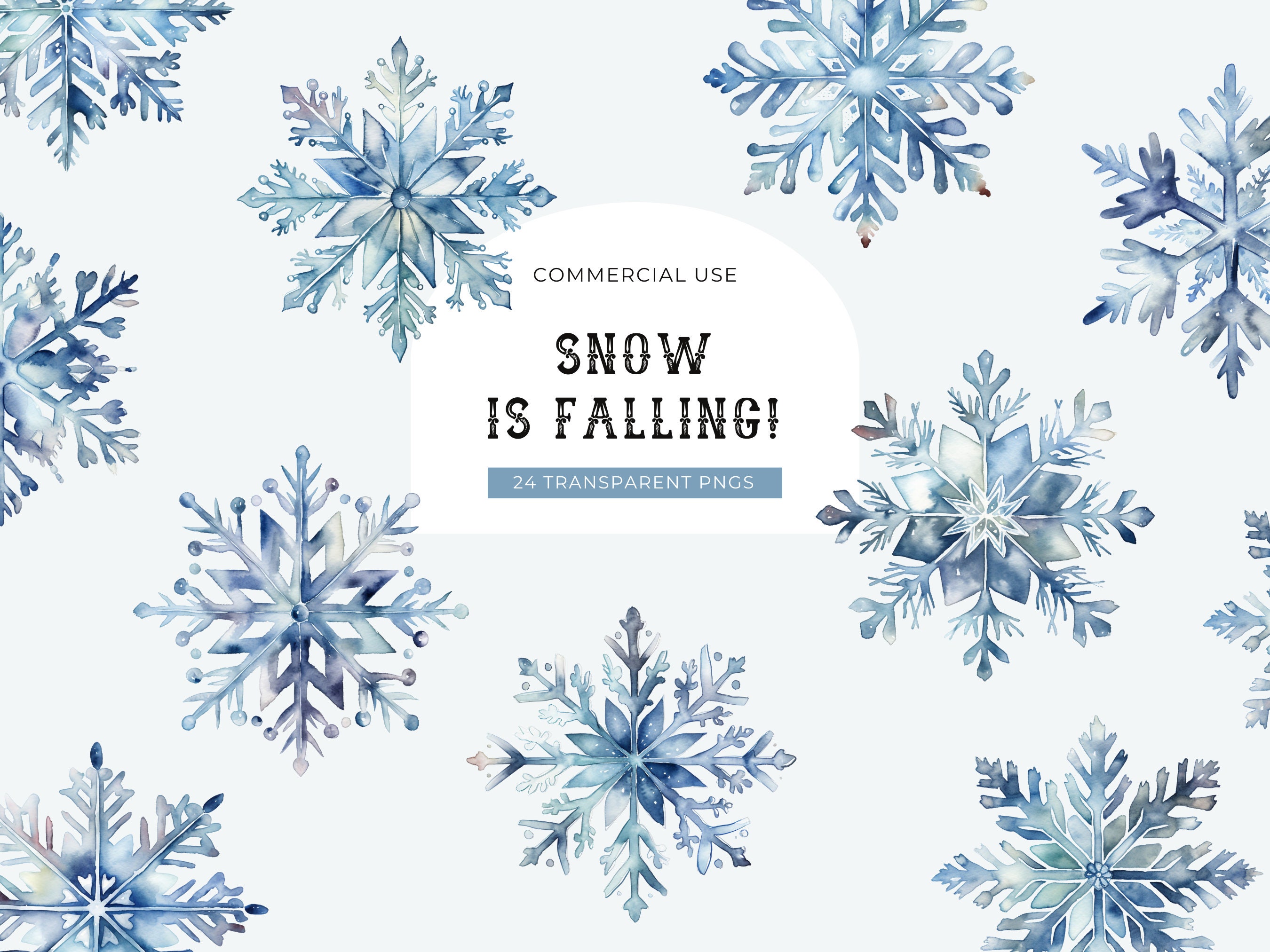 Snowflake Watercolor Clipart, DIGITAL DOWNLOAD, Christmas Snowflakes ...