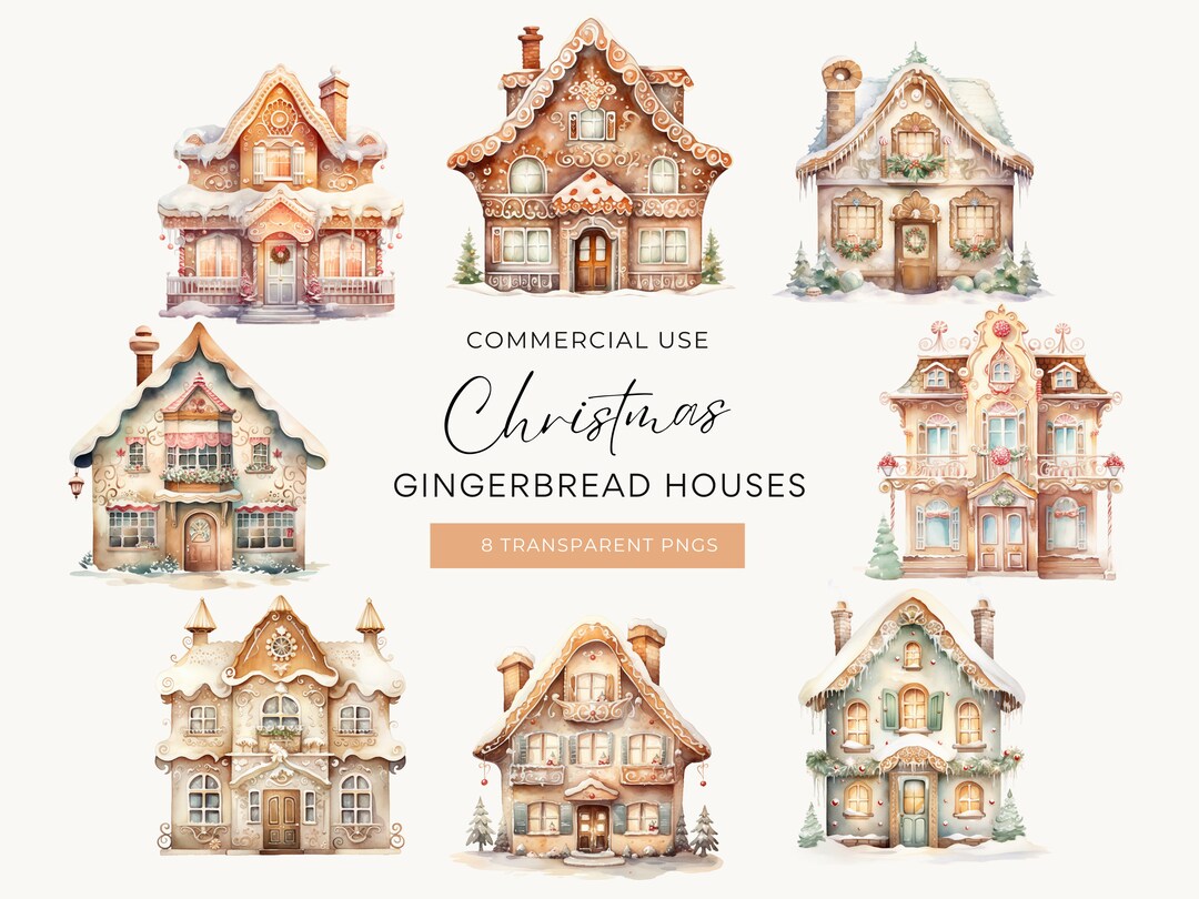 Gingerbread House Clipart Christmas, DIGITAL DOWNLOAD, Winter Cookies ...