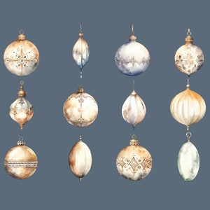 Christmas Bauble Clipart, DIGITAL DOWNLOAD, Neutral Winter Ornament ...