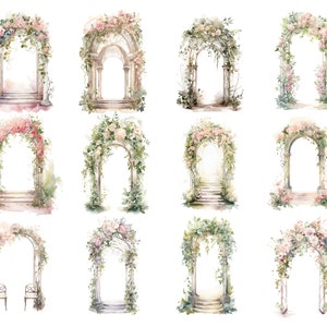 Wedding Arch Clipart, DIGITAL DOWNLOAD, Floral Arch Clipart, Watercolor ...