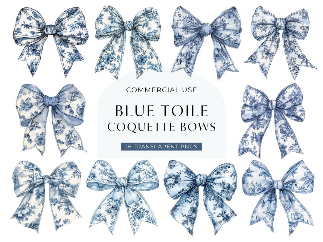 Blue Bow Toile Clipart, DIGITAL DOWNLOAD, Vintage French Toile De Jouy ...