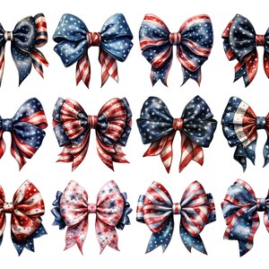 Fourth July Bow Clipart, DIGITAL DOWNLOAD, 4th of July American ...