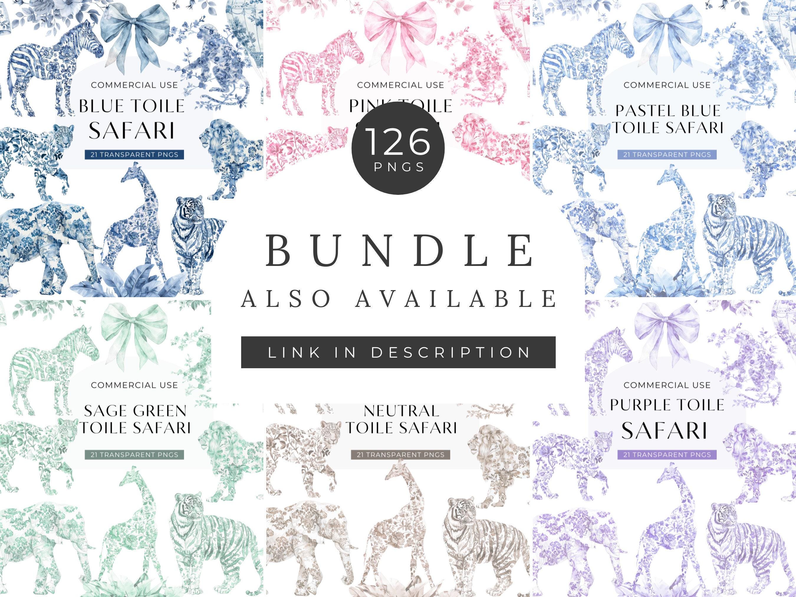 Pink Safari Toile Clipart, DIGITAL DOWNLOAD, Baby Shower Toile De Jouy ...