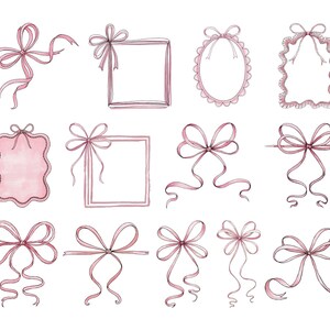 Pink Bow Frame Clipart, Coquette Ribbon Wavy Border Clip Art ...
