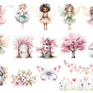 Watercolor Spring Fairy Clipart, DIGITAL DOWNLOAD, Pink Pastel Fairy ...
