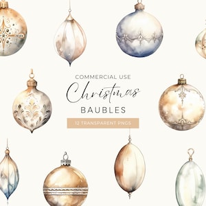 Christmas Bauble Clipart, DIGITAL DOWNLOAD, Neutral Winter Ornament ...