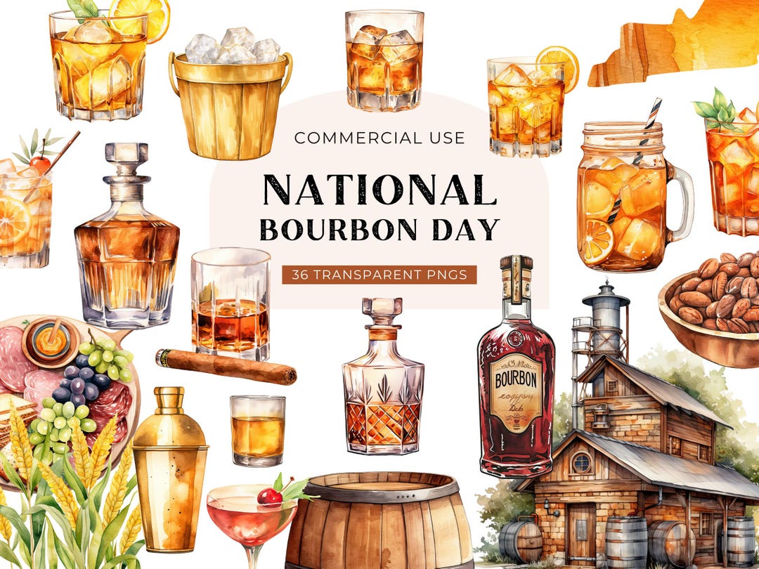 Bourbon Clipart Digital Download Bourbon Glass Clipart Watercolor