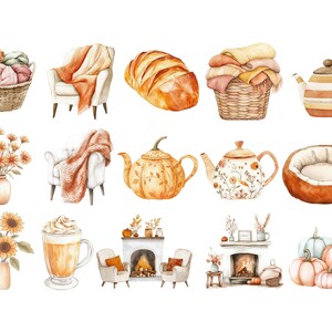 Cozy Watercolor Autumn Clipart, DIGITAL DOWNLOAD, Fall Clip Art ...