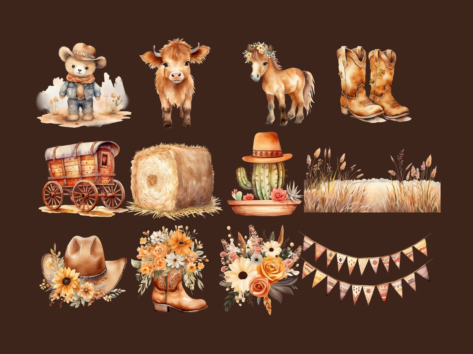 Cowboy Baby Shower Clipart, DIGITAL DOWNLOAD, A Little Cowboy Cute ...