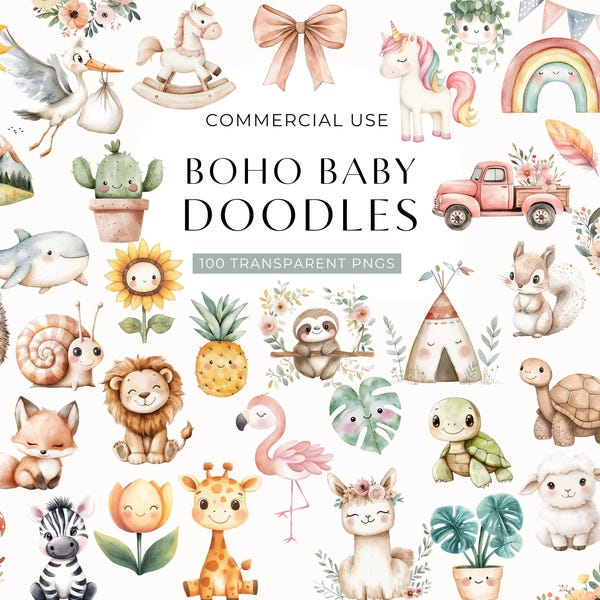 Boho Baby Clipart - Etsy