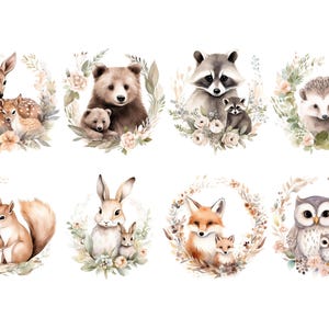 Baby Animal and Mom Clipart, DIGITAL DOWNLOAD, Woodland Mama Clip Art ...