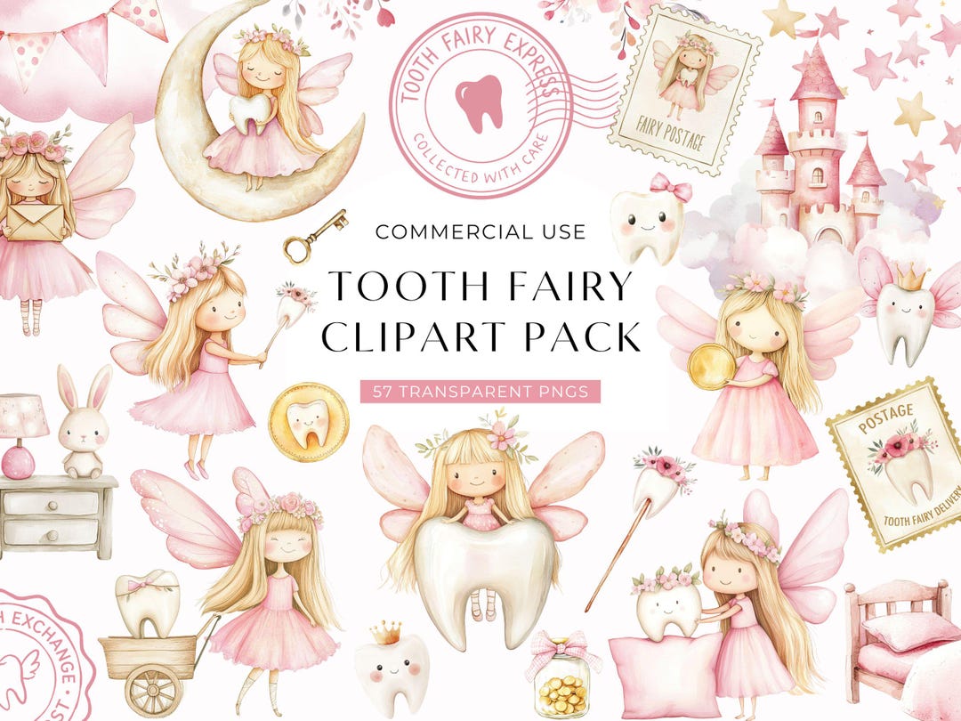 Tooth Fairy Clipart, Watercolor Lost Tooth Clip Art, for Kids ...