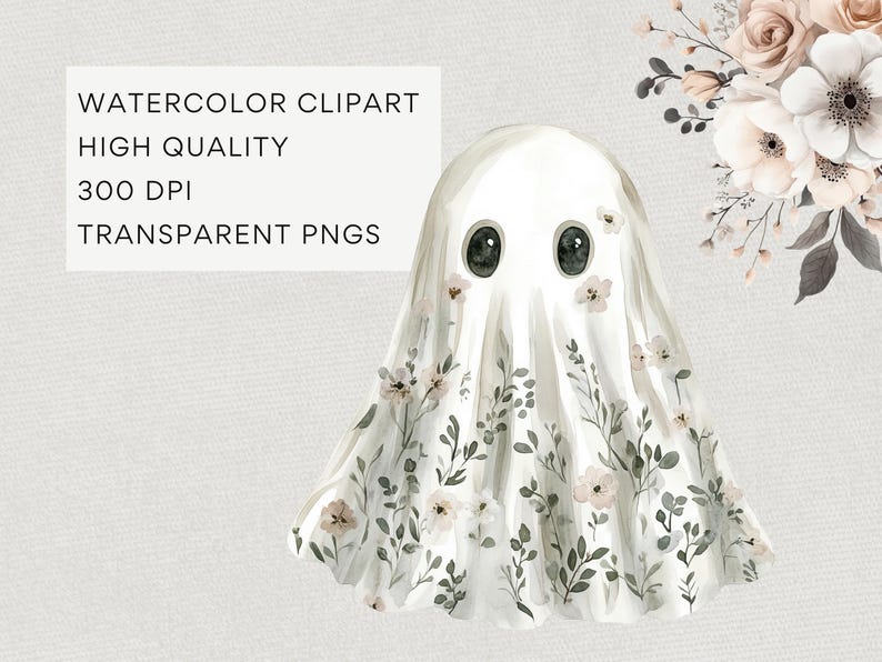 Boho Halloween Clipart, DIGITAL DOWNLOAD, Neutral Pumpkin Watercolor ...