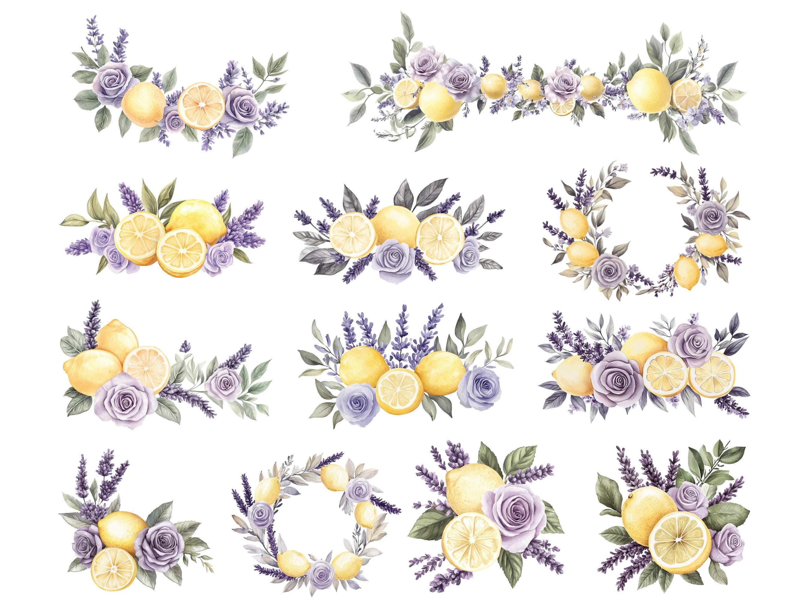 Lavender and Lemons Clipart, DIGITAL DOWNLOAD, Baby Shower Clip Art ...