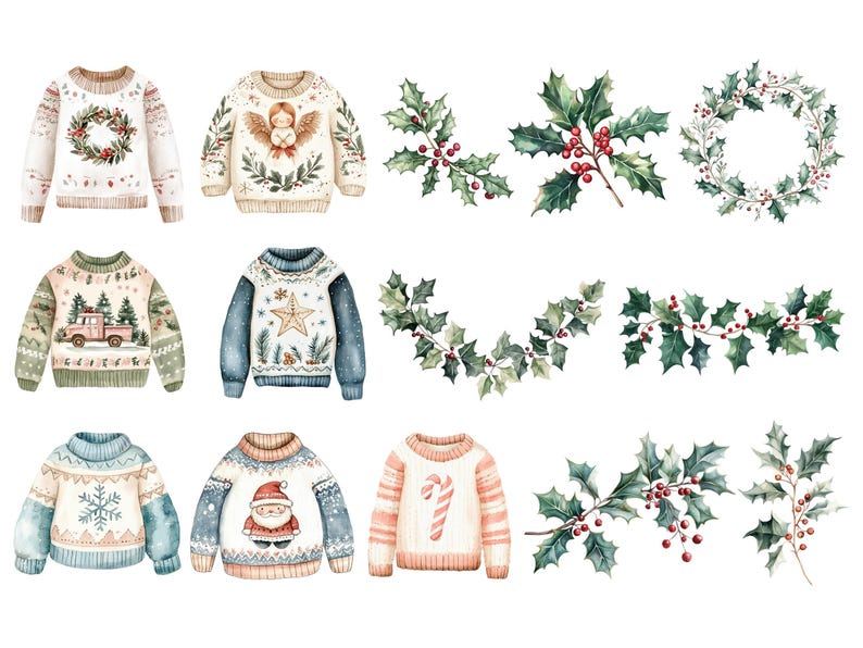 Christmas Sweater Clipart, DIGITAL DOWNLOAD, Christmas Jumper Day Clip ...