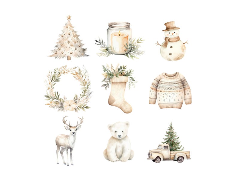 Hygge Christmas Clipart, DIGITAL DOWNLOAD, Cozy Neutral Winter Clipart ...