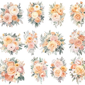 Peach Rose Clipart, DIGITAL DOWNLOAD, Peach Floral Clipart, Spring ...