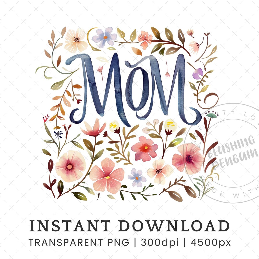 Watercolor Mothers Day Clipart, Single Image DIGITAL DOWNLOAD, Cute ...