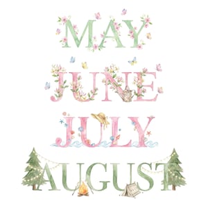 Months of Year Clipart, Watercolor Monthly Word Clip Art, Calendar ...