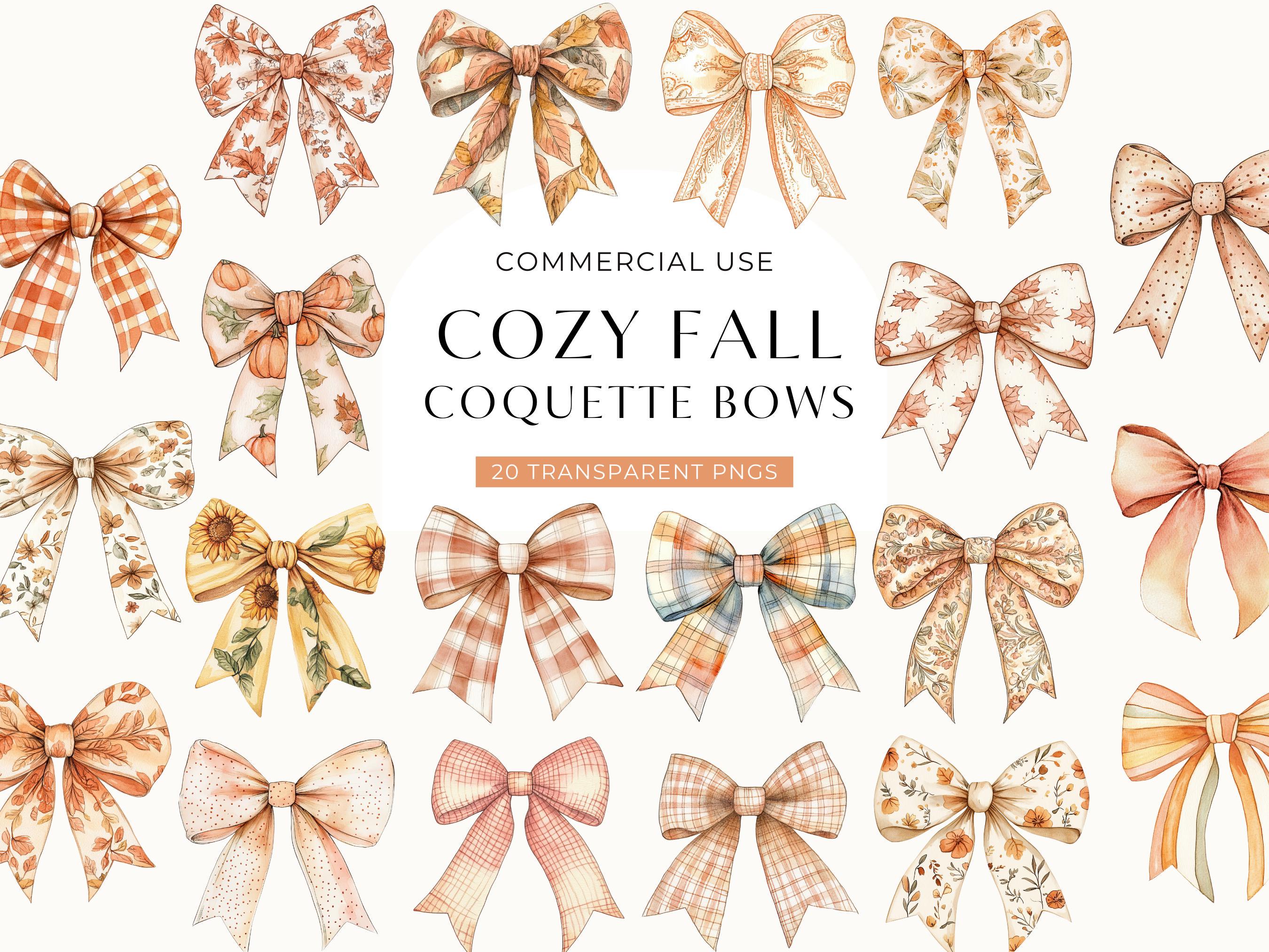 Fall Coquette Bow Clipart, DIGITAL DOWNLOAD, Watercolor Autumn Clip Art ...