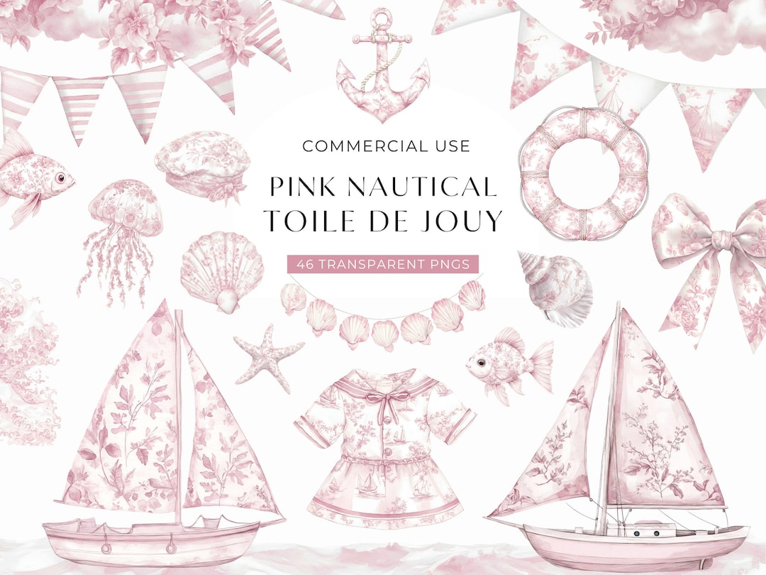 Pink Sail Boat Clipart, Watercolor Chinoiserie Sailboat, Girl Baby ...