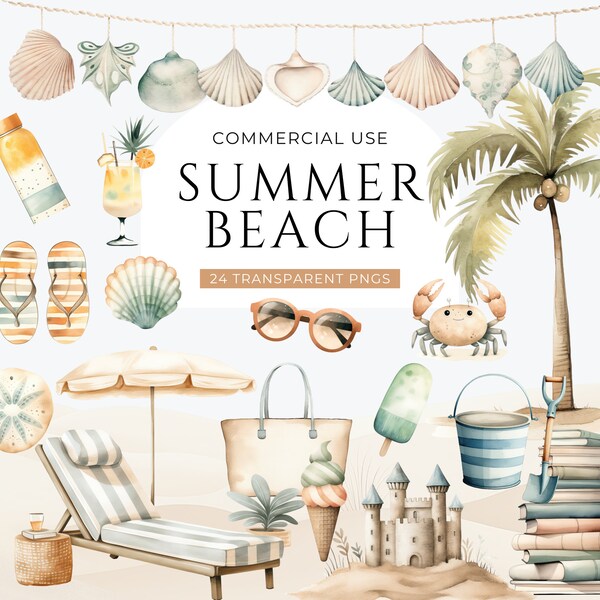 Beach and Seashell Clip Art - Etsy