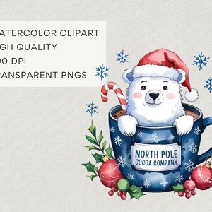 Hot Cocoa Mug Clipart, Watercolor Cup of Hot Chocolate Clip Art, Cozy ...