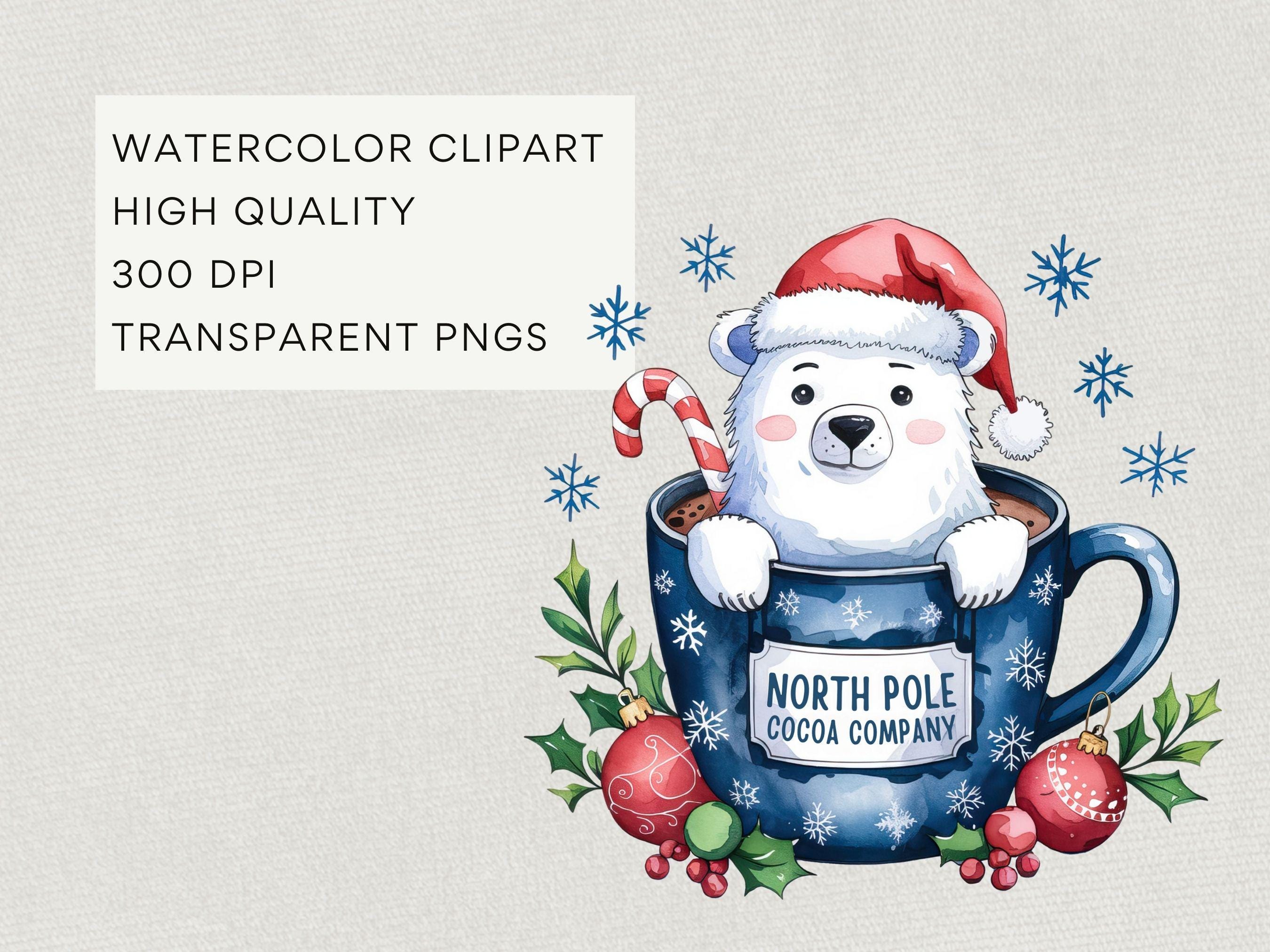 Hot Cocoa Mug Clipart, Watercolor Cup of Hot Chocolate Clip Art, Cozy ...