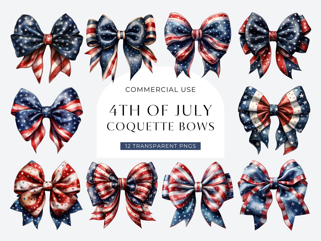 Fourth July Bow Clipart, DIGITAL DOWNLOAD, 4th of July American ...