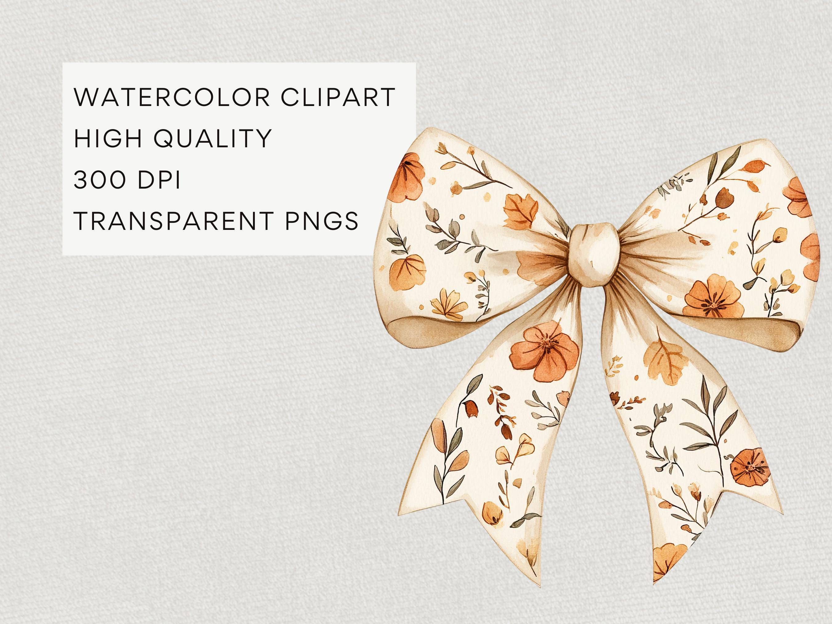 Fall Coquette Bow Clipart, DIGITAL DOWNLOAD, Watercolor Autumn Clip Art ...