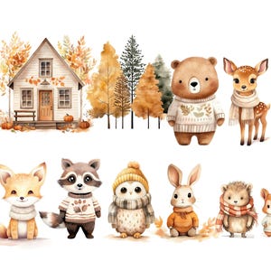 Fall Animal Clipart, DIGITAL DOWNLOAD, Woodland Creatures Illustrations ...