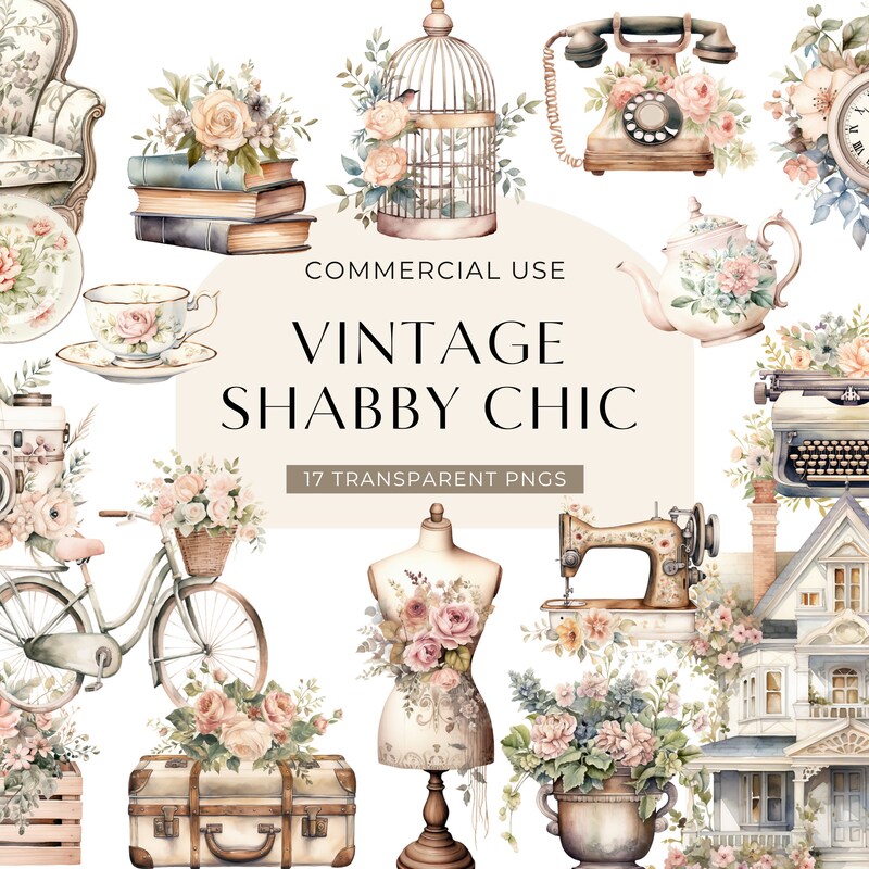 Shabby Chic Clipart - Etsy