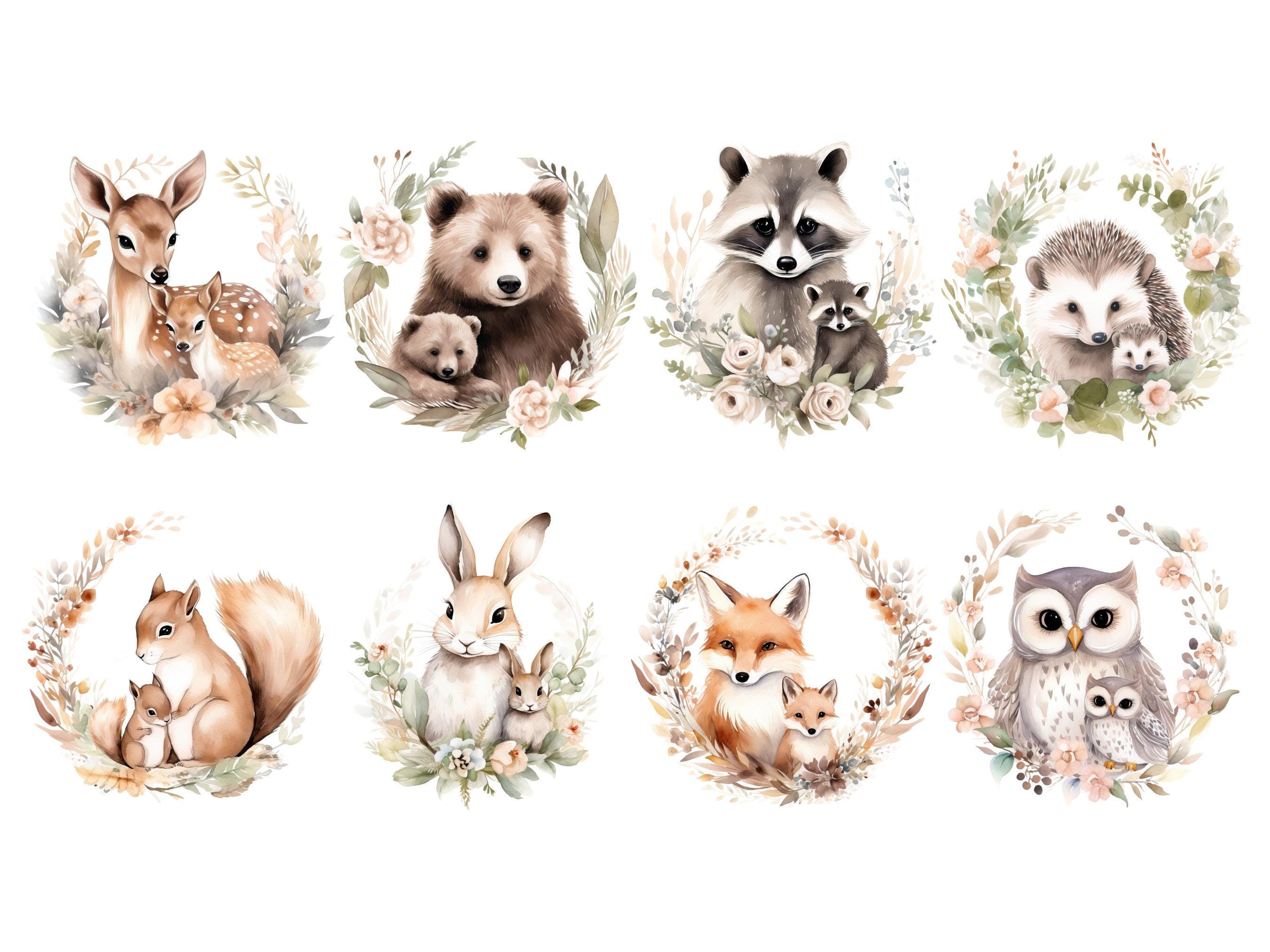Baby Animal and Mom Clipart, DIGITAL DOWNLOAD, Woodland Mama Clip Art ...