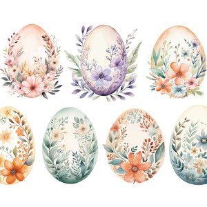 Floral Watercolor Easter Eggs Clipart, DIGITAL DOWNLOAD, Boho Flowers ...