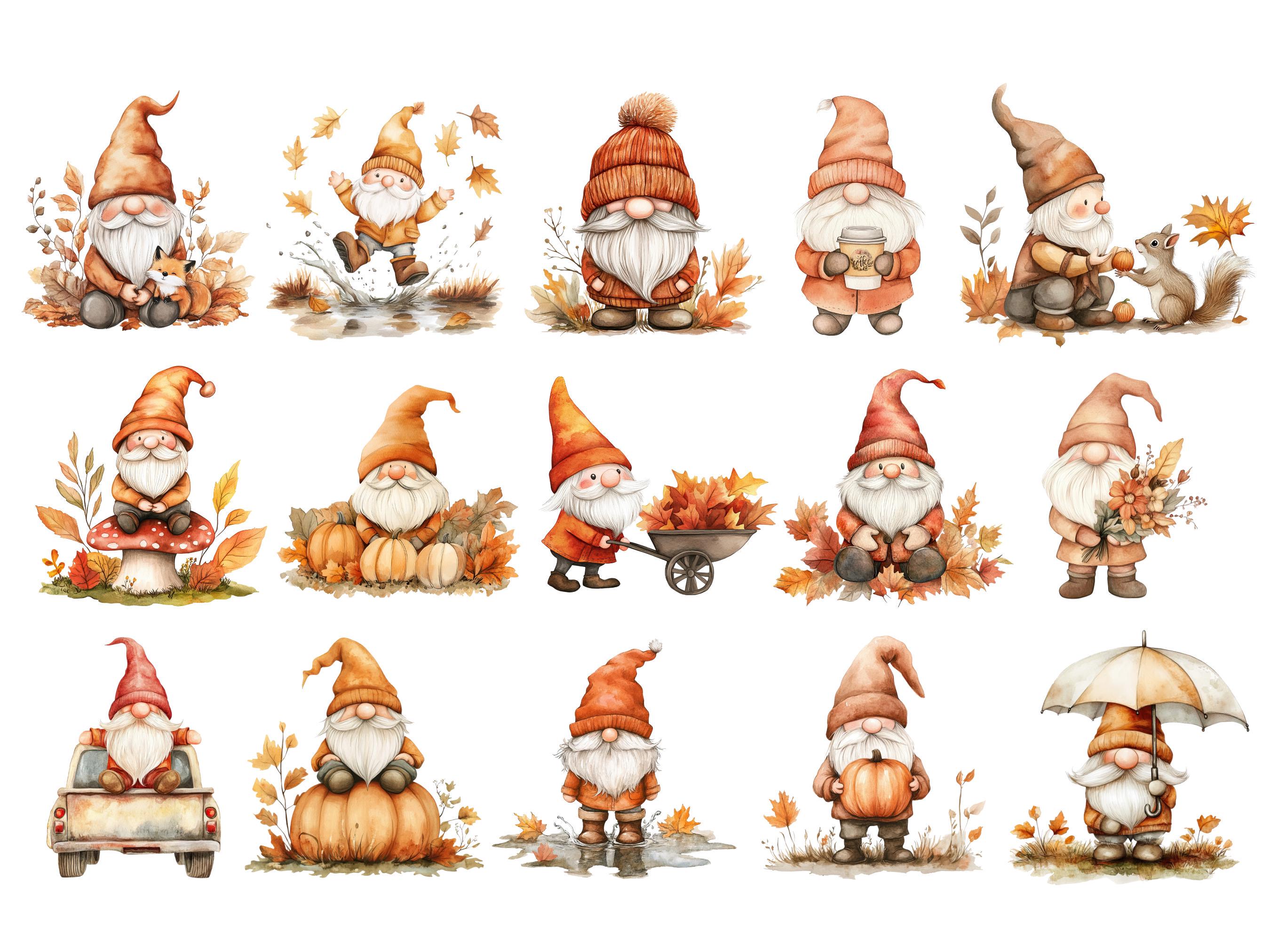 Autumn Gnome Clipart DIGITAL DOWNLOAD, Fall Gnome Clip Art ...