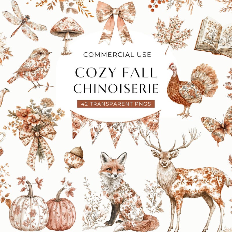 Brown Toile Fall Clip Art - Etsy