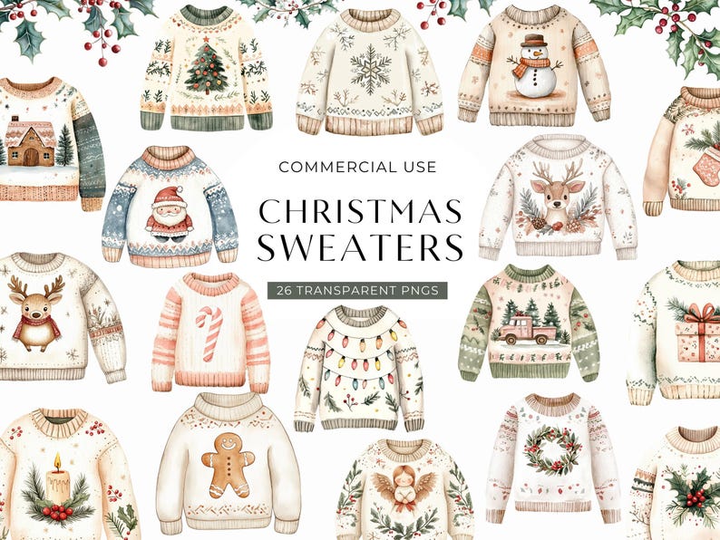 Christmas Sweater Clipart, DIGITAL DOWNLOAD, Christmas Jumper Day Clip ...