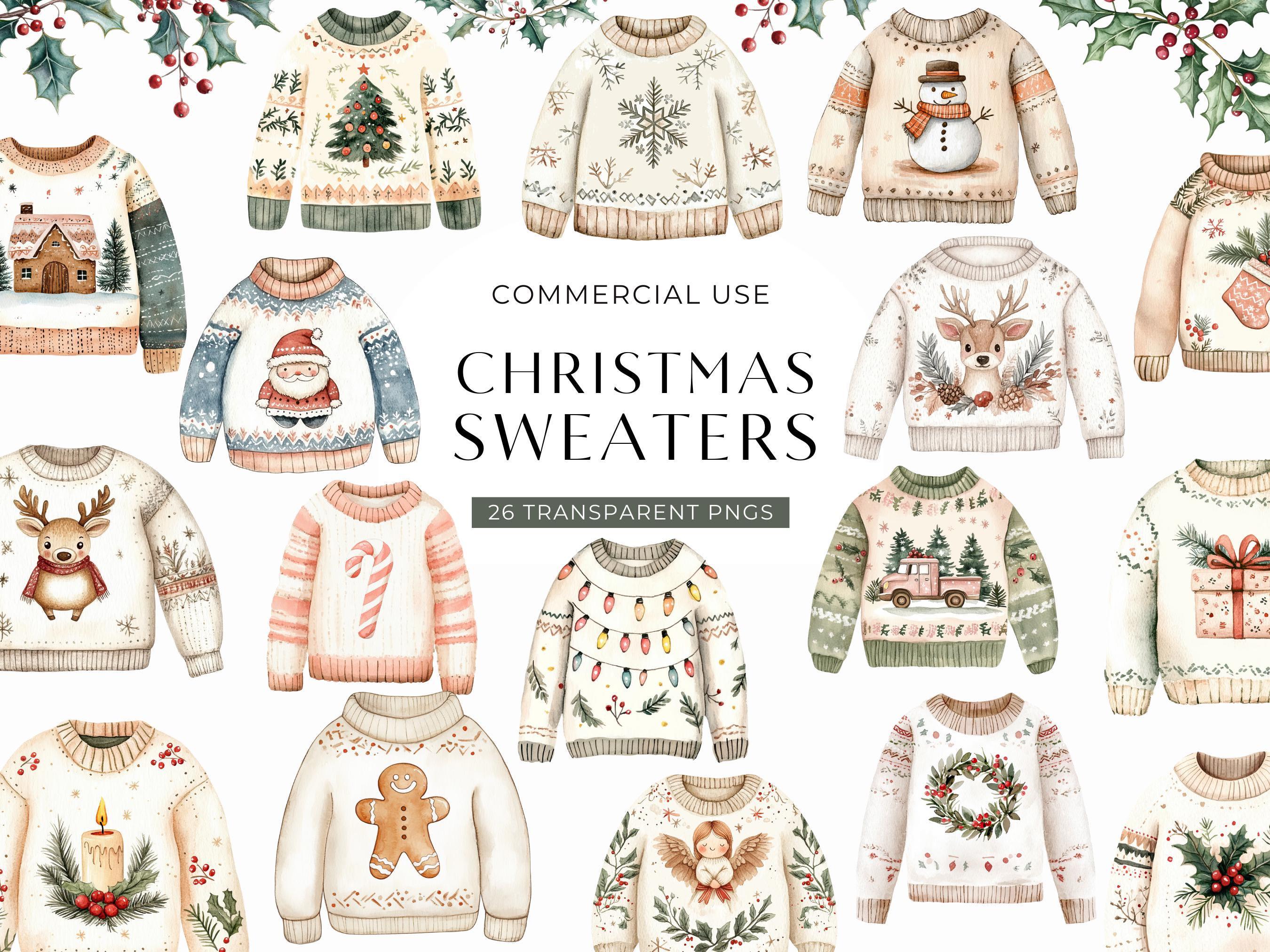 Christmas Sweater Clipart, DIGITAL DOWNLOAD, Christmas Jumper Day Clip ...