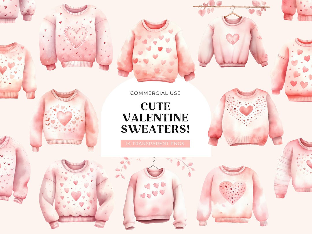 Valentine Sweater Clipart, DIGITAL DOWNLOAD, Valentine Planner ...