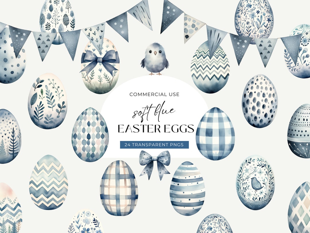 Blue Easter Eggs Clipart DIGITAL DOWNLOAD Pastel Easter - Etsy