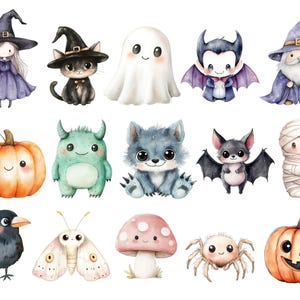 Baby First Halloween Clipart DIGITAL DOWNLOAD, Cute Kawaii Watercolor ...