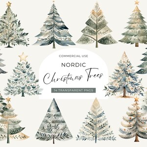 Nordic Christmas Tree Clipart, DIGITAL DOWNLOAD, Scandinavian Christmas ...